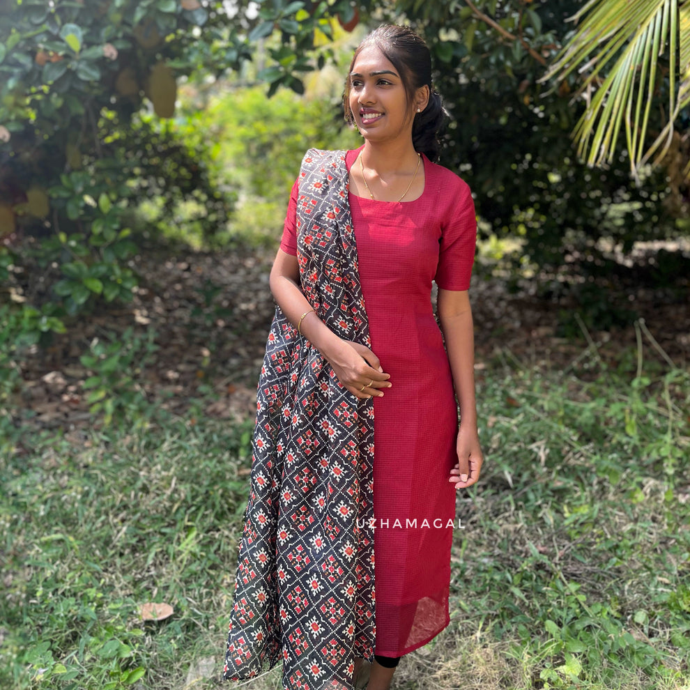 Burgundy story kurti set – Uzhamagal